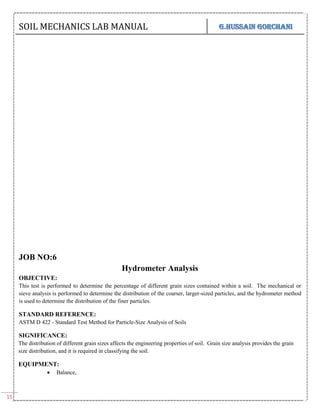 CT-233 SOIL MECHANICS LAB MANUAL BSC Civil | PDF