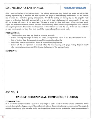 CT-233 SOIL MECHANICS LAB MANUAL BSC Civil | PDF