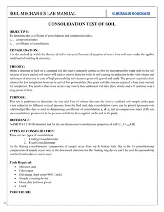 CT-233 SOIL MECHANICS LAB MANUAL BSC Civil | PDF