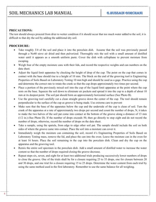 CT-233 SOIL MECHANICS LAB MANUAL BSC Civil | PDF