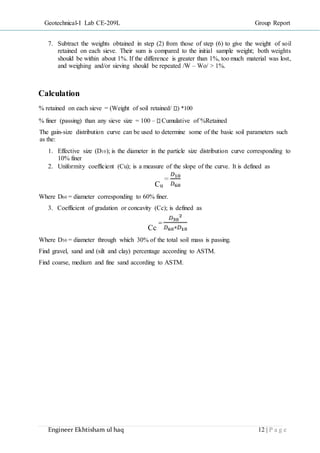 Soil mechanics project by engineer ekhisham ul haq.. | DOCX