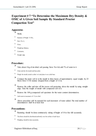 Soil mechanics project by engineer ekhisham ul haq.. | DOCX