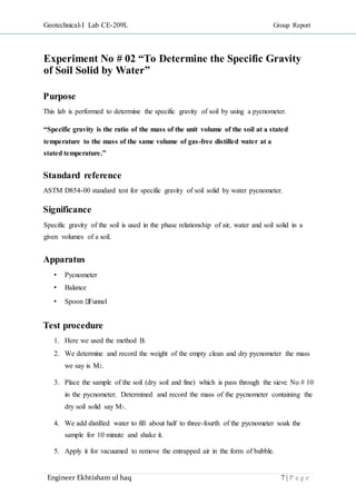 Soil mechanics project by engineer ekhisham ul haq.. | DOCX