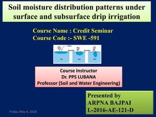 Soil moisture distribution pattern under surface subsurface drip irrigation | PPTX