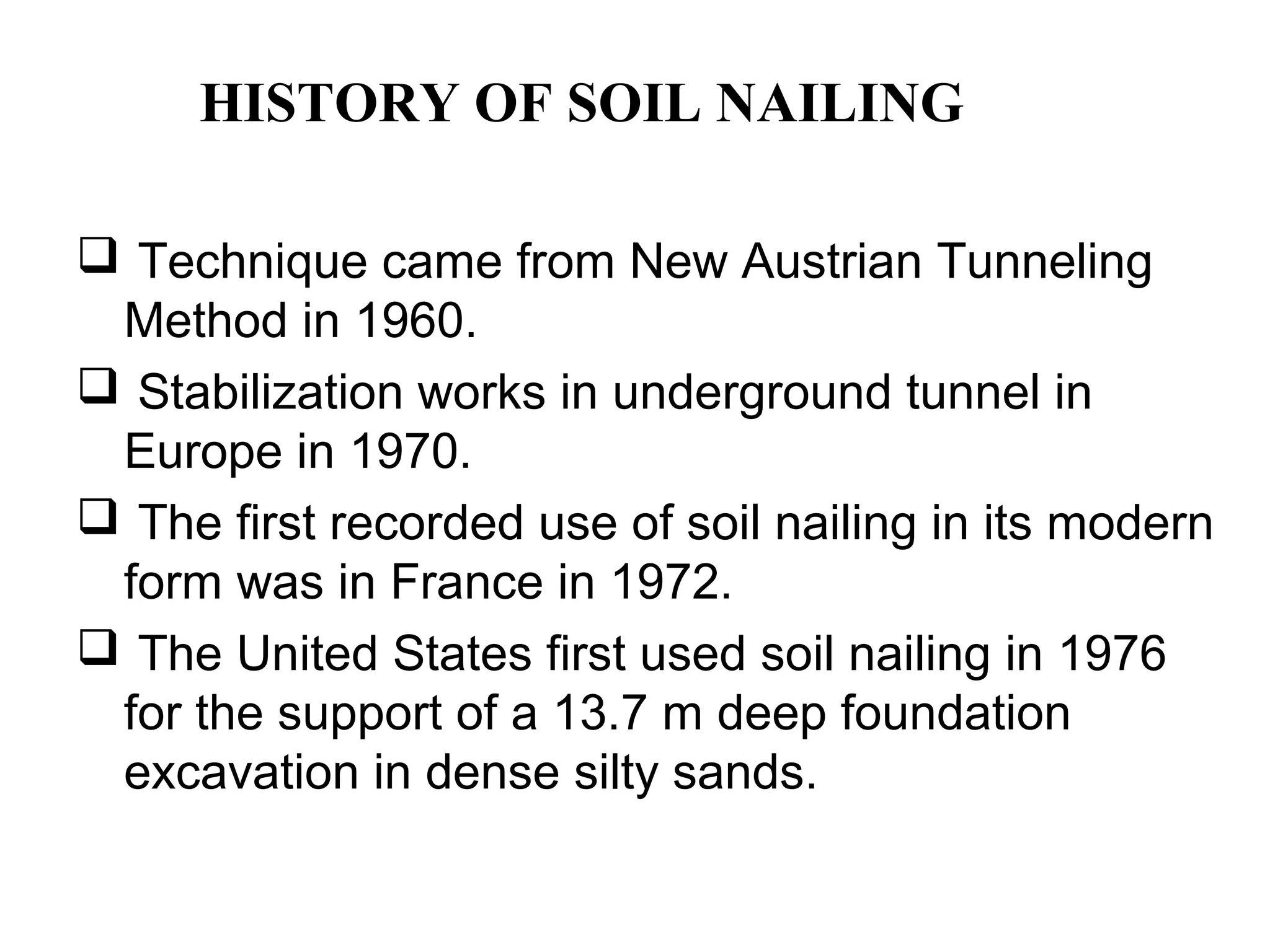 Soil nailing/Soil Reinforcement Technique | PPT