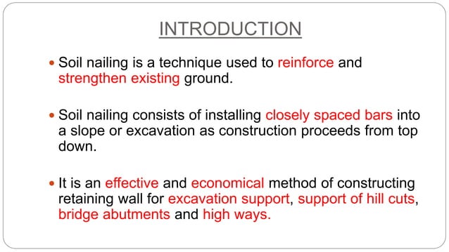 Soil nailing ppt by ankush choudhury | PPTX | Nail Care | Beauty