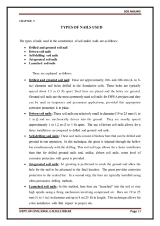 Soil nailing seminar report by ankush choudhury | DOCX