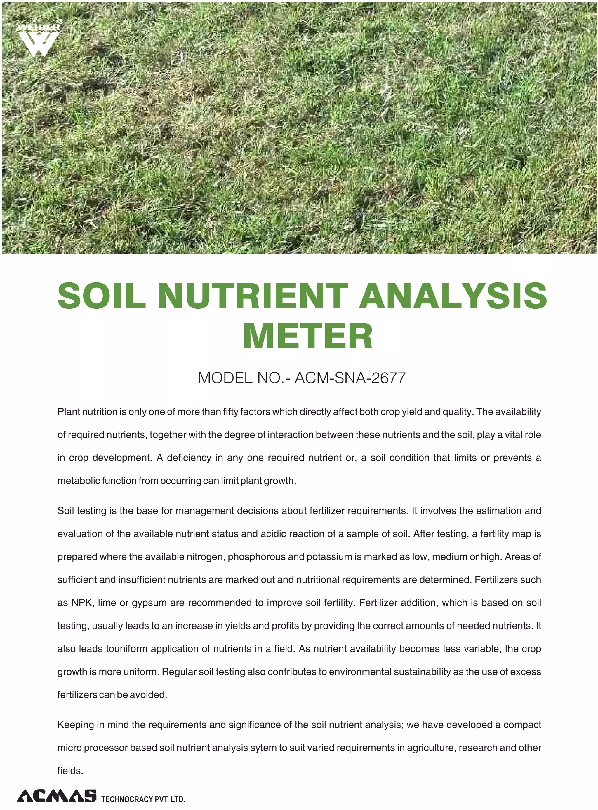 Soil Nutrient Analysis Meter by ACMAS Technologies Pvt Ltd. | PDF