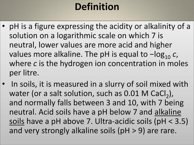 Determination of Soil Reaction (pH): Theoretical Concept and Teacher's ...