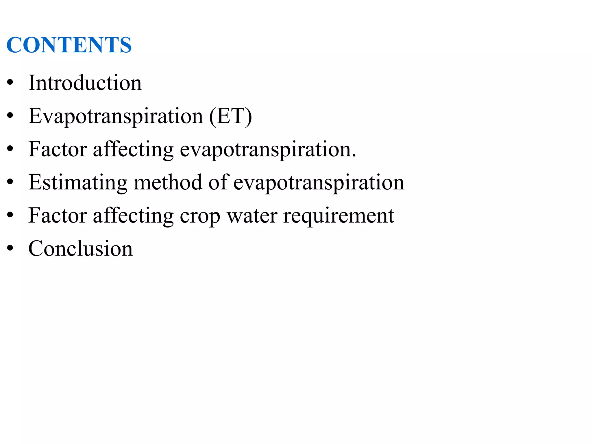 Soil, plant and meteorological factors determining water needs of crops | PPTX