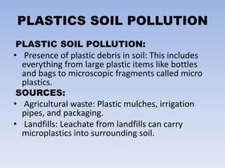 soil pollution - plastic and fertilizer slide share. | PDF
