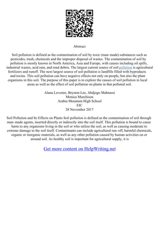 Soil Pollution Essay | PDF