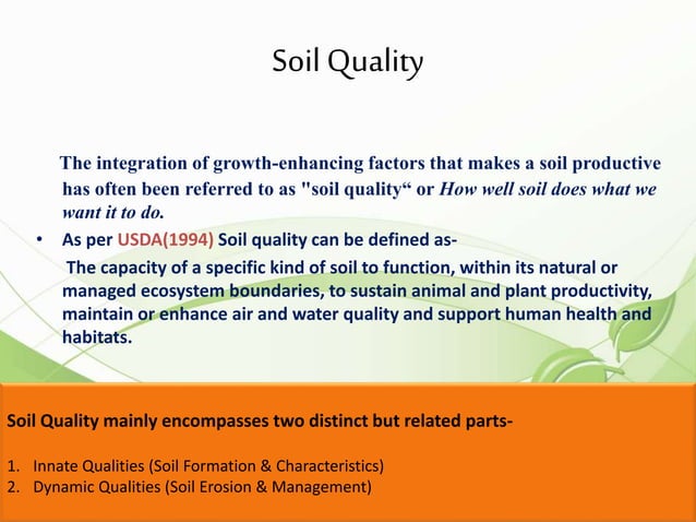 Soil quality | PPTX | Agriculture | Industries