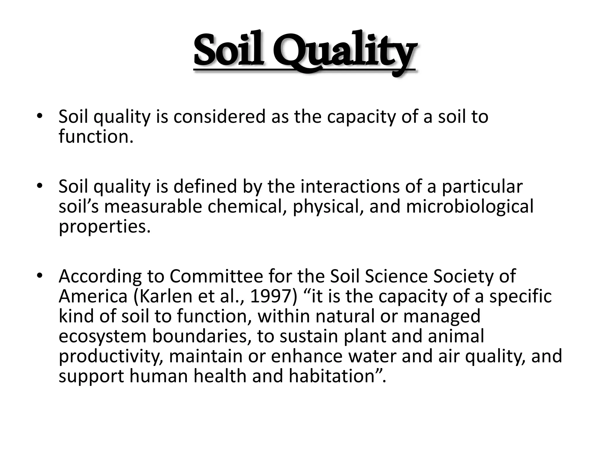 Soil quality parameters | PPTX