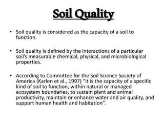 Soil quality parameters | PPTX