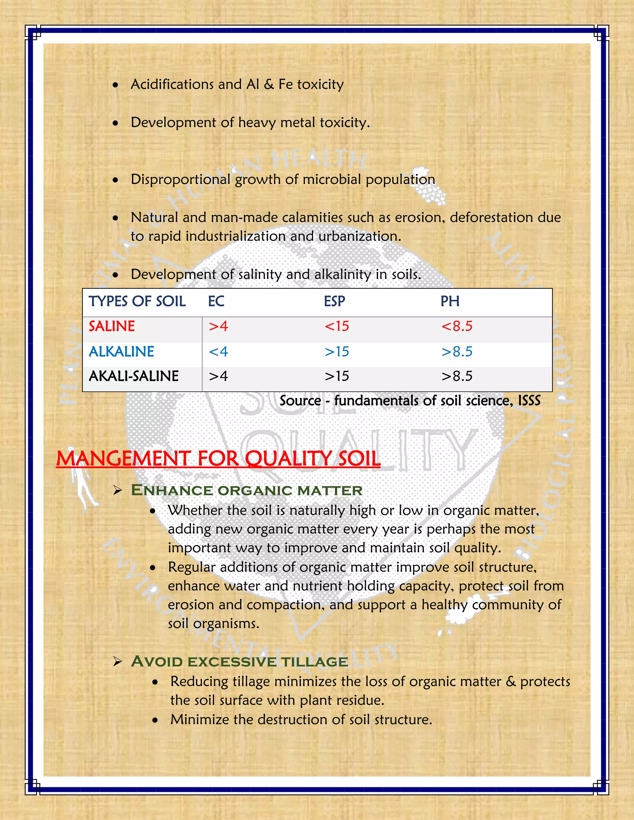Soil quality , soil degredation,& it's management | PDF