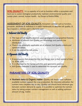 Soil quality , soil degredation,& it's management | PDF | Agriculture | Industries