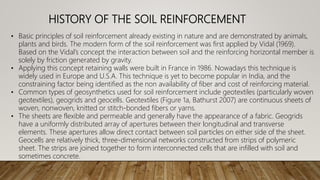 Soil reinforcement and advances with geosynthetics | PPTX