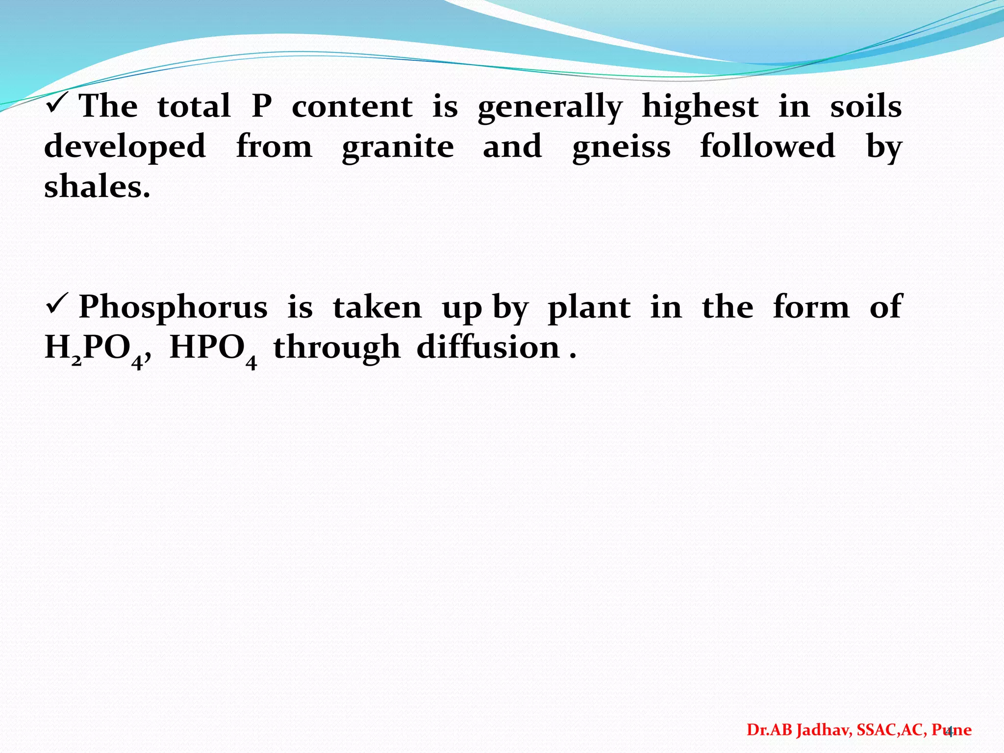 Soils 502 lecture no 18 22 phosphorus | PPTX