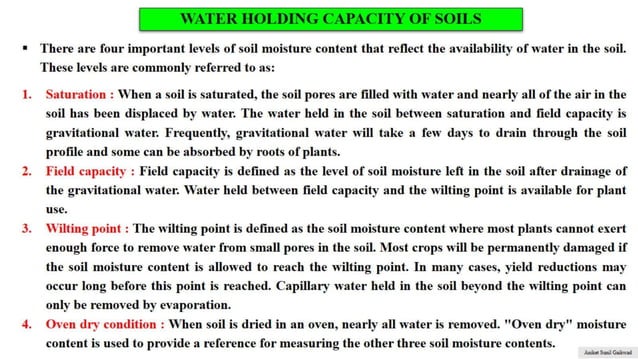 Soil-water interactions, soil water potential, free energy and ...