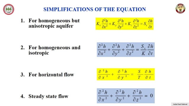 Fundamentals of Fluid flow, Poiseulles law, Laplace’s equation, Darcy’s ...