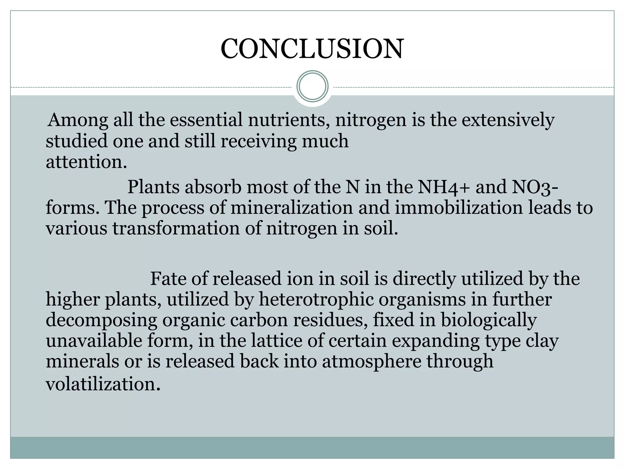 Soil science- soil & fertilizer nitrogen , forms , mineralization ...