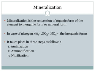 Soil science- soil & fertilizer nitrogen , forms , mineralization ...