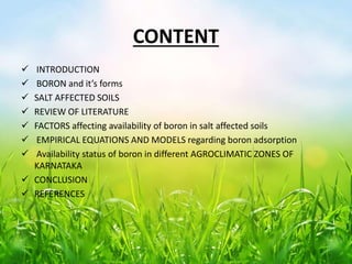 ESSENTIALITY OF BORON IN PLANT GROWTH NUTRIENT MANAGEMENT | PPTX