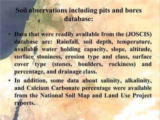 Available information about soil, current land cover / land use in ...