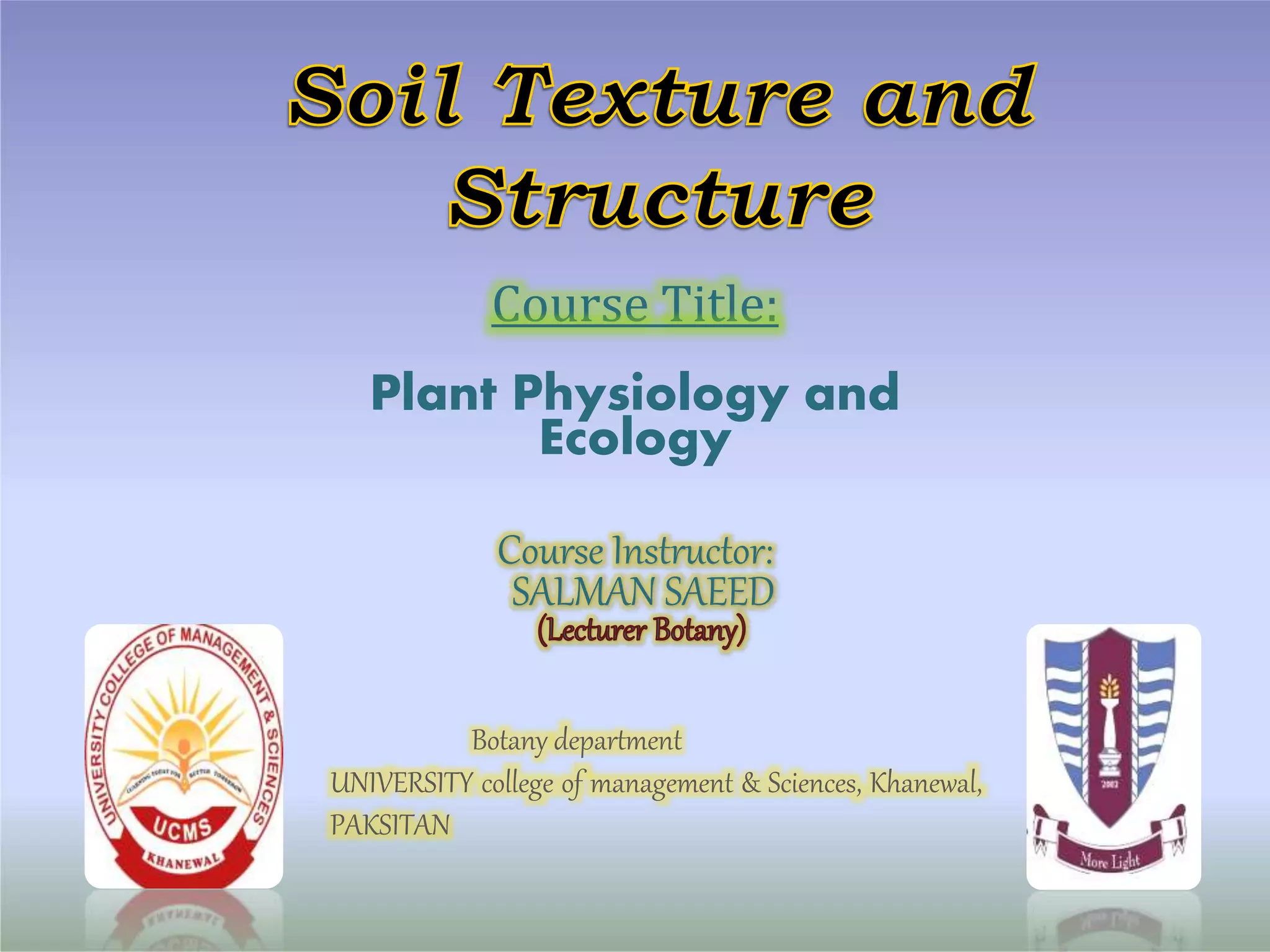 Soil Texture and Structure by Salman Saeed | PPTX