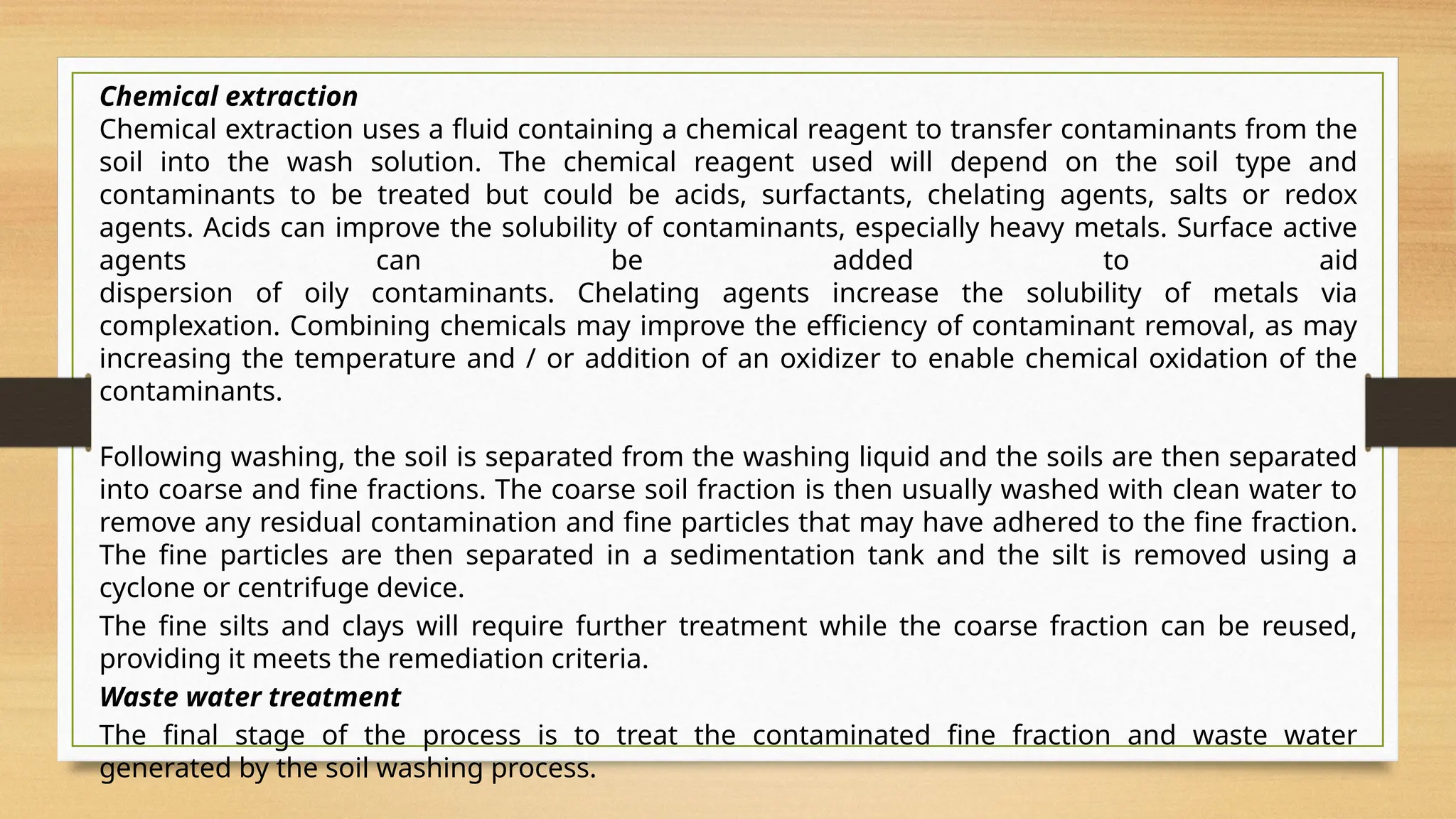 Soil Treatment by Washing procedures and Process plant description | PPTX