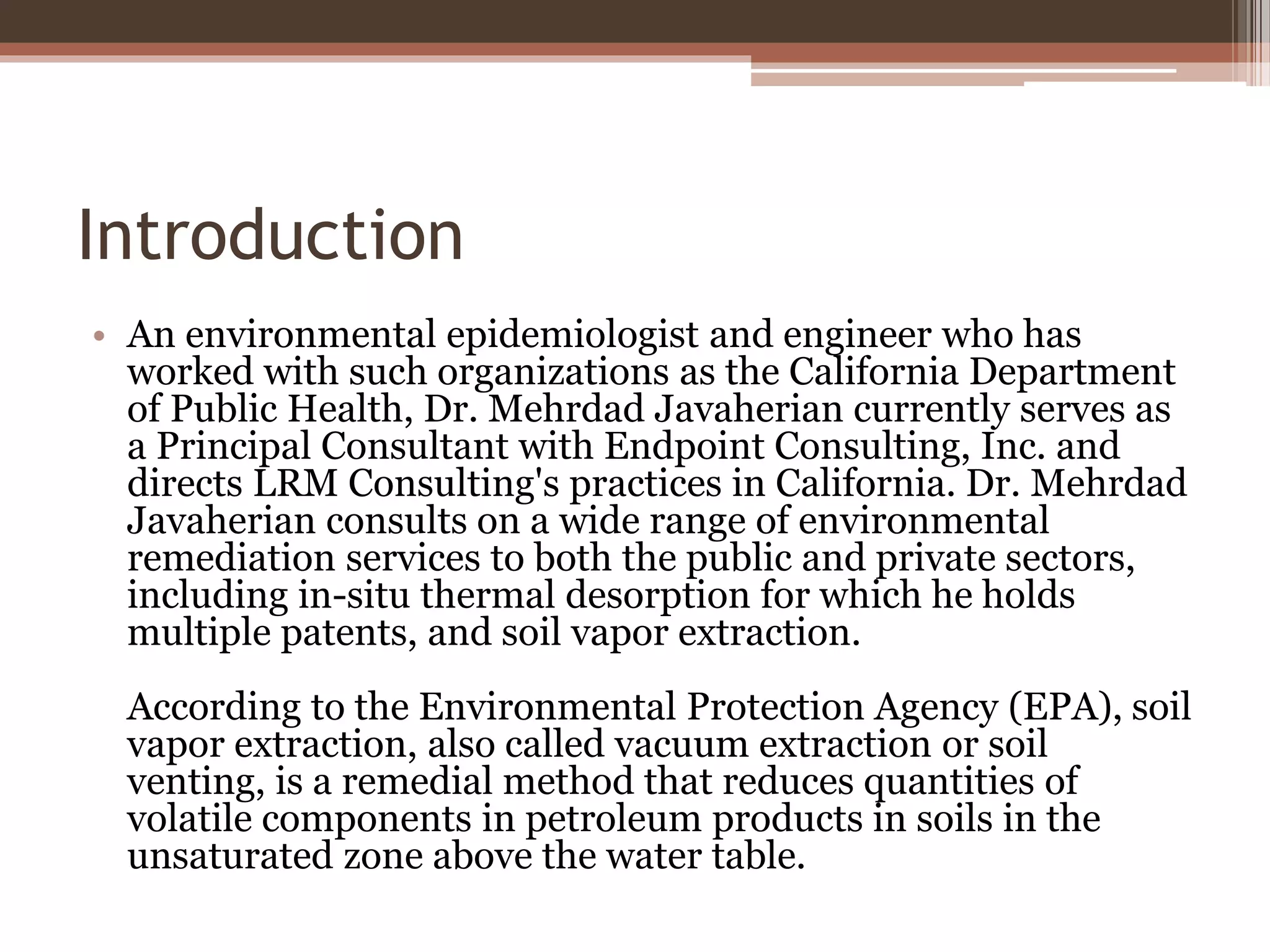 Soil Vapor Extraction - Description and Application | PPTX