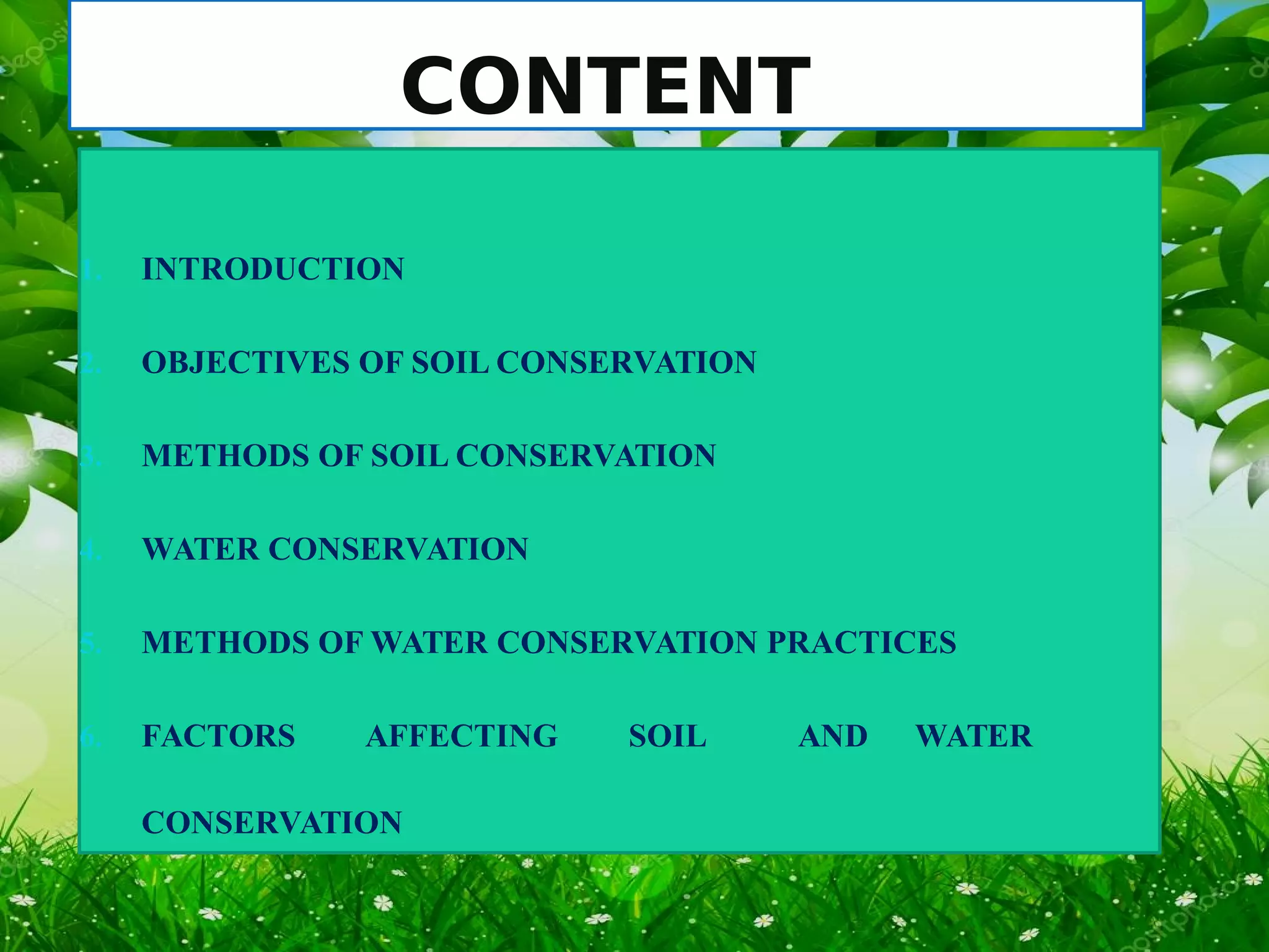 Soil water conservation methods in agriculture | PDF