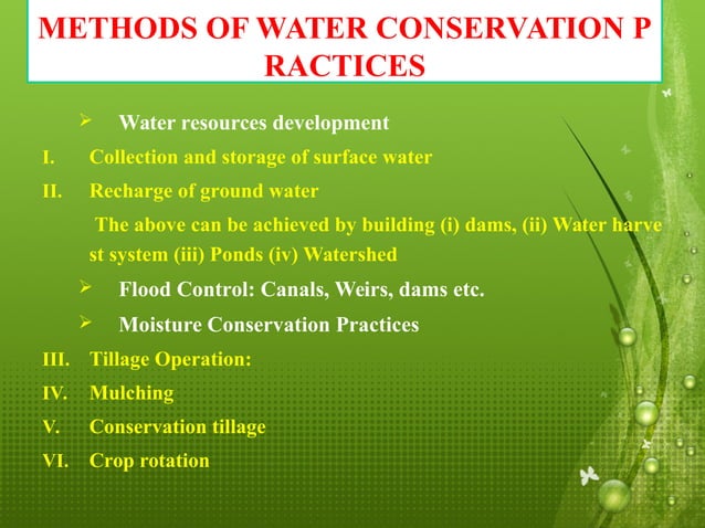Soil water conservation methods in agriculture | PDF