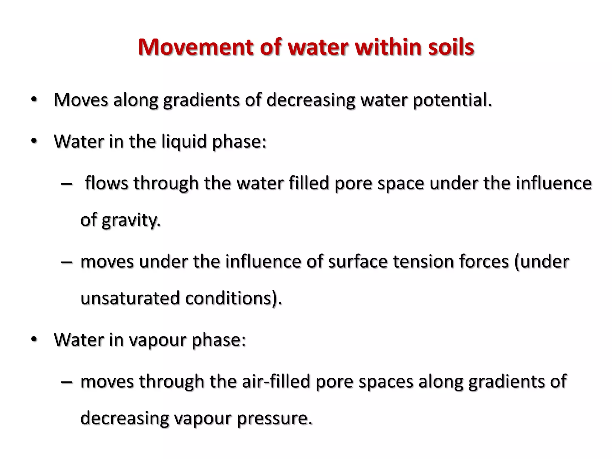 SOIL WATER- SATURATED AND UNSATURATED FLOW | PPTX