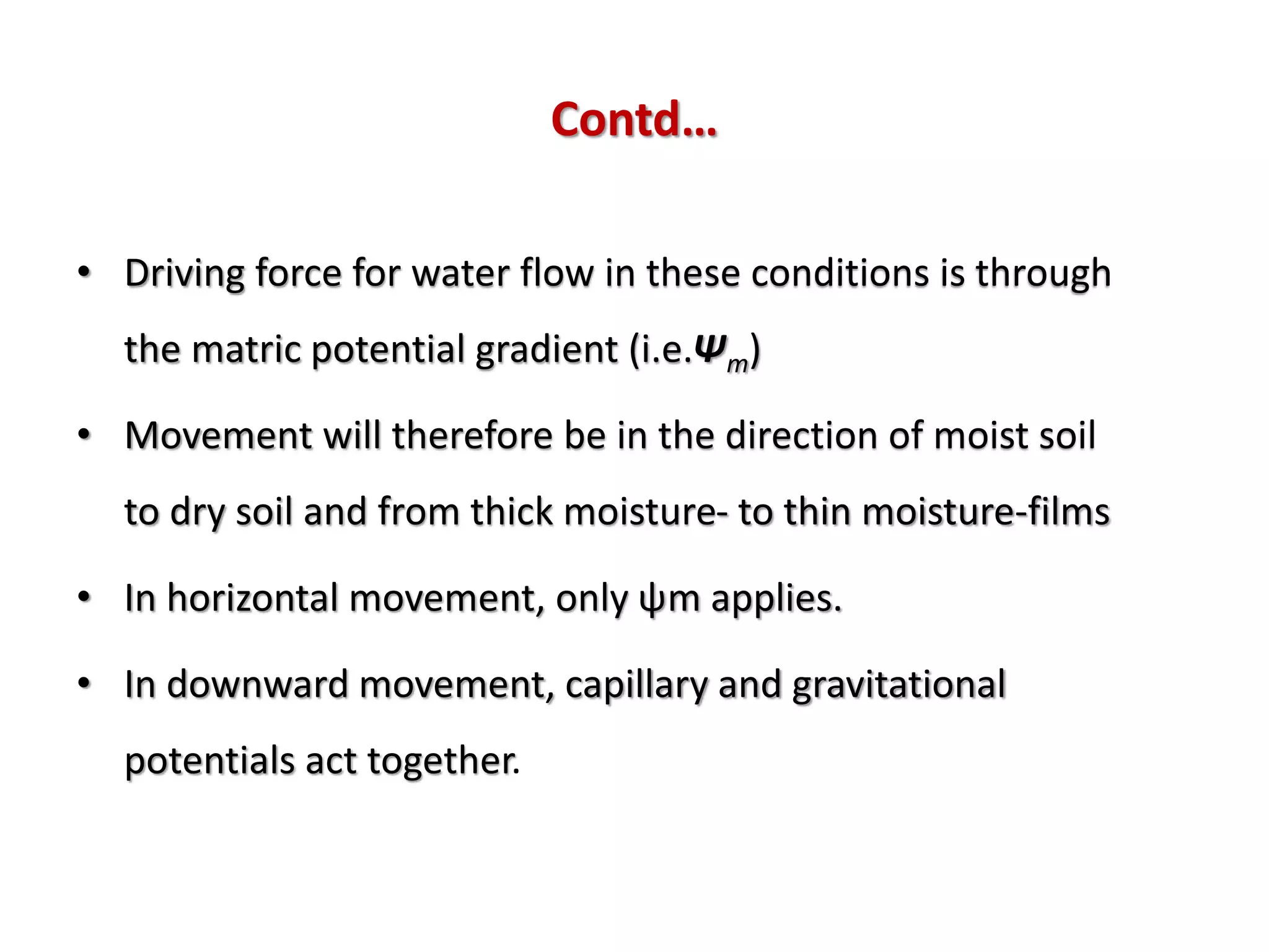 SOIL WATER- SATURATED AND UNSATURATED FLOW | PPTX