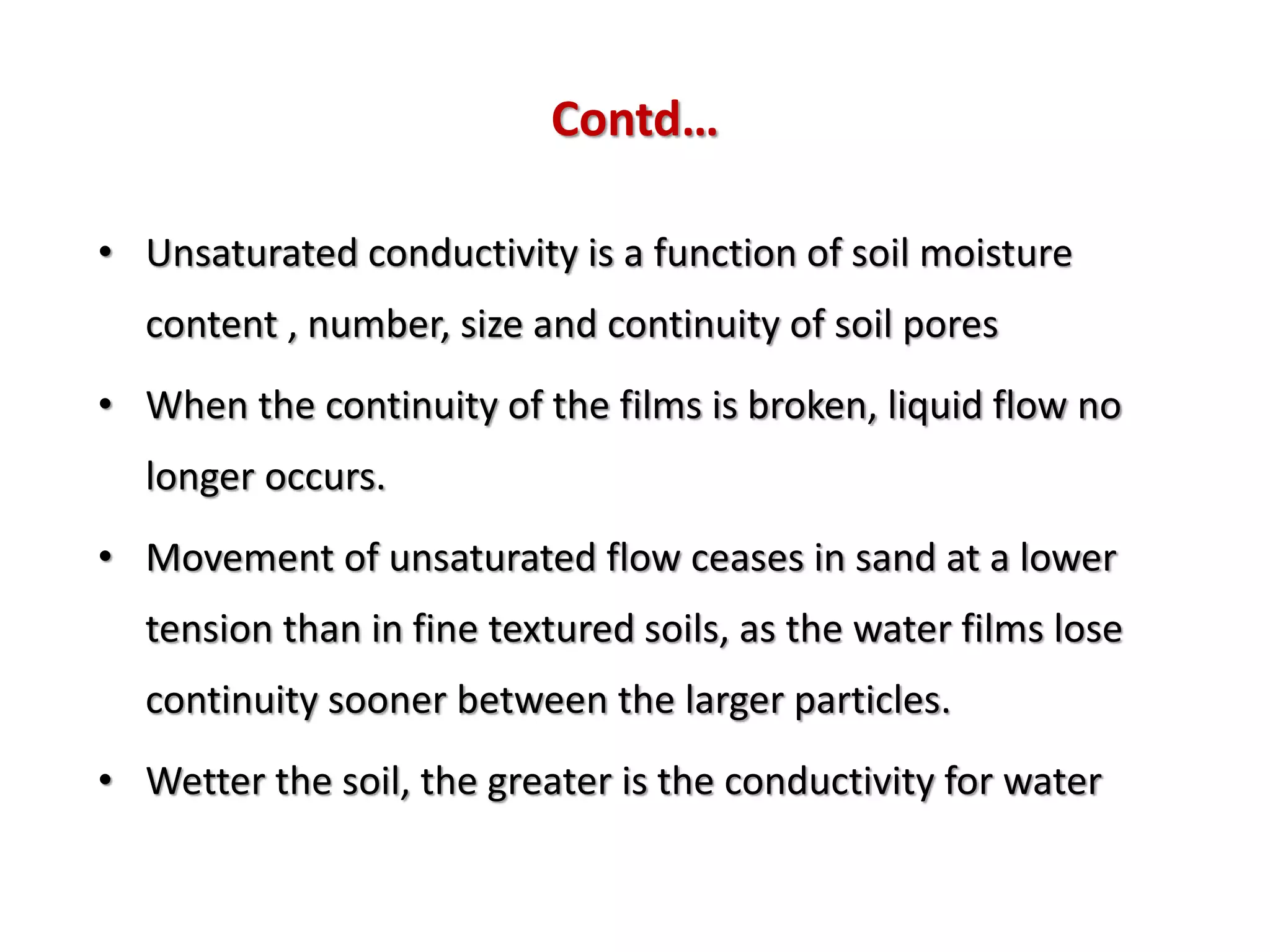 SOIL WATER- SATURATED AND UNSATURATED FLOW | PPTX