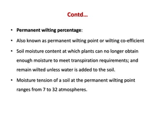 SOIL WATER- SATURATED AND UNSATURATED FLOW | PPTX