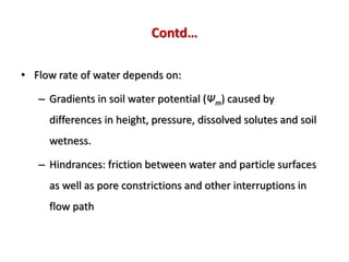 SOIL WATER- SATURATED AND UNSATURATED FLOW | PPTX