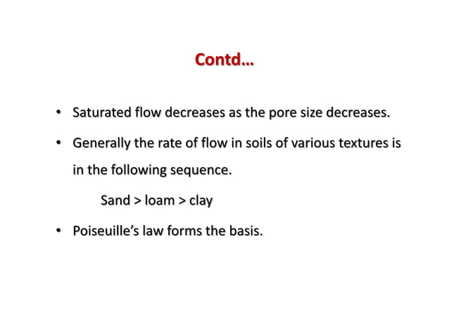 SOIL WATER- SATURATED AND UNSATURATED FLOW | PPTX | Chemistry | Science
