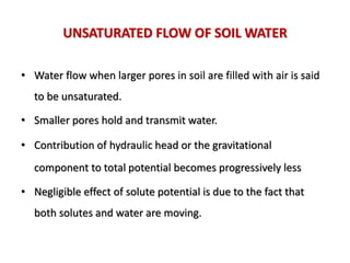 SOIL WATER- SATURATED AND UNSATURATED FLOW | PPTX