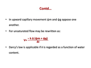 SOIL WATER- SATURATED AND UNSATURATED FLOW | PPTX