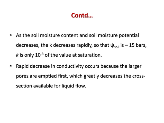 SOIL WATER- SATURATED AND UNSATURATED FLOW | PPTX | Chemistry | Science