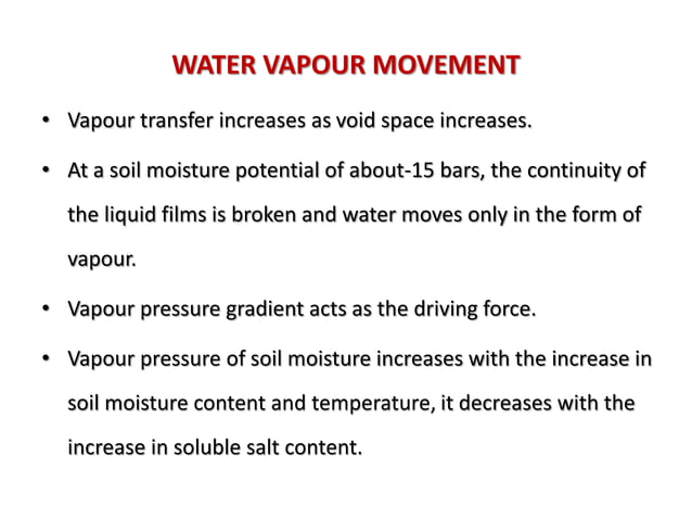 SOIL WATER- SATURATED AND UNSATURATED FLOW | PPTX | Chemistry | Science
