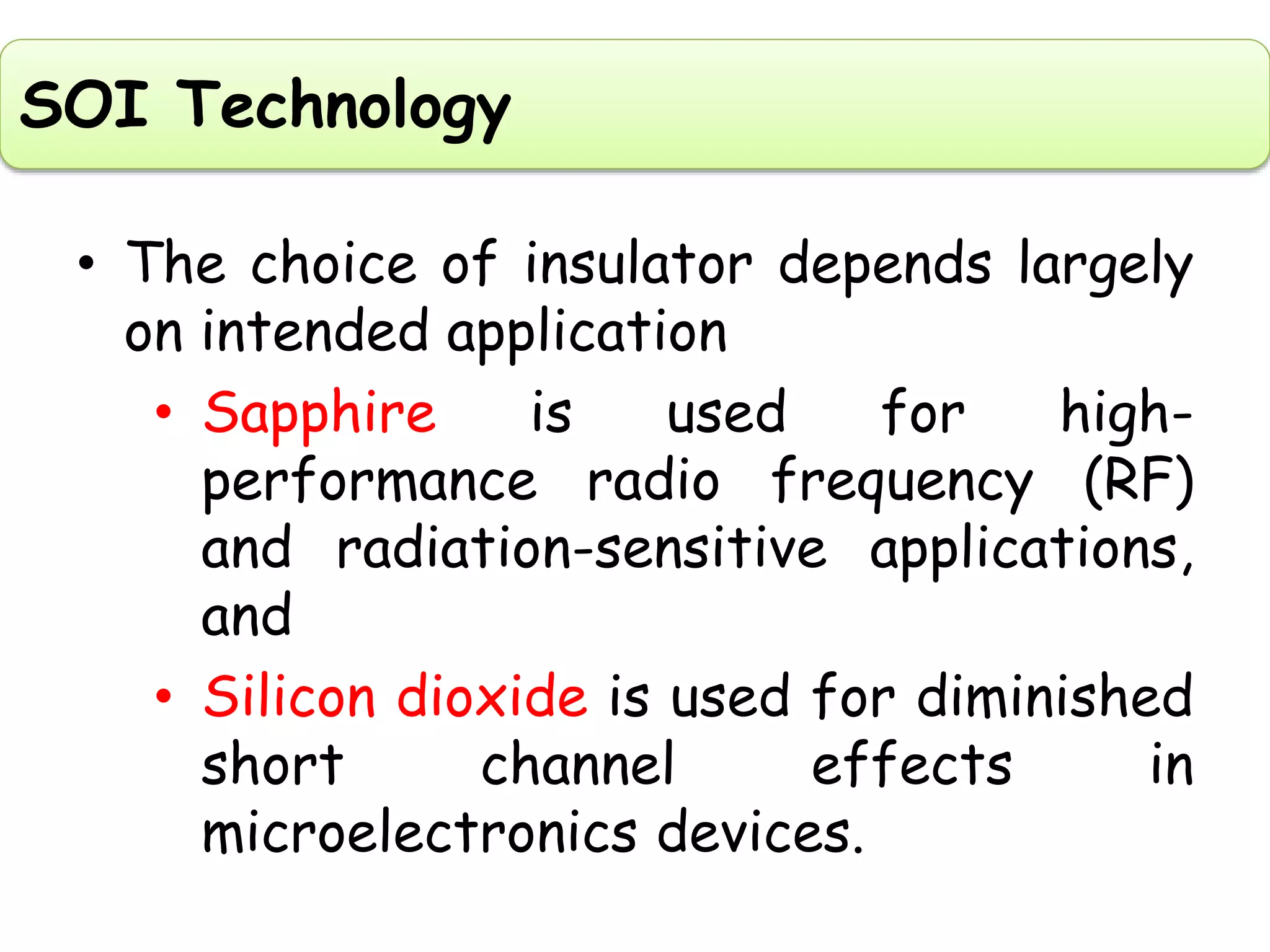 Silicon on Insulator (SOI) Technology | PPTX