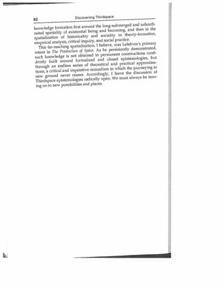 Edward Soja's Thirdspace Theory pdf version | PDF