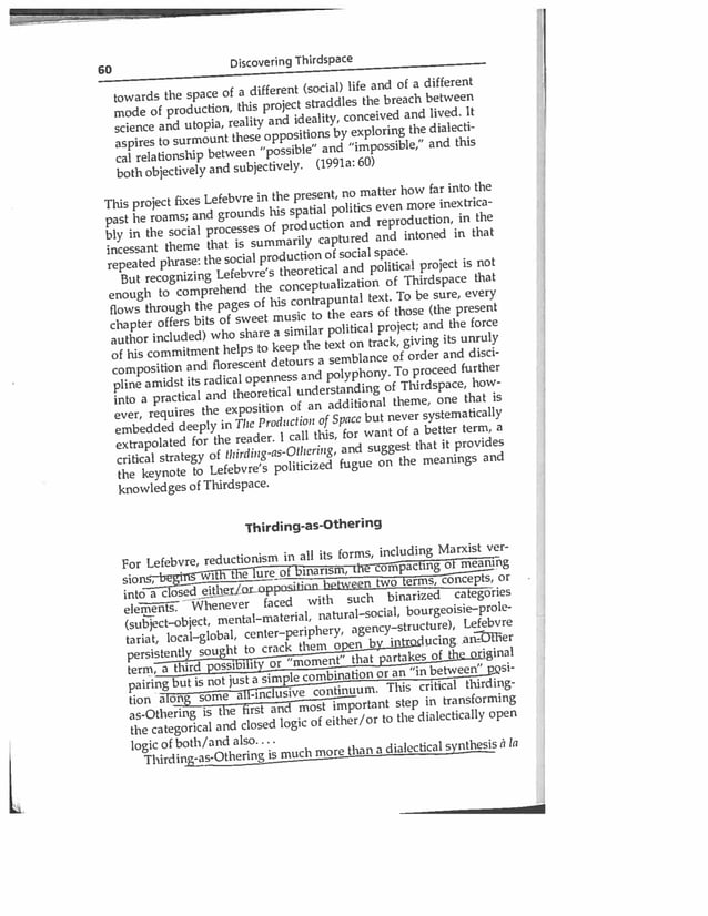 Edward Soja's Thirdspace Theory pdf version | PDF