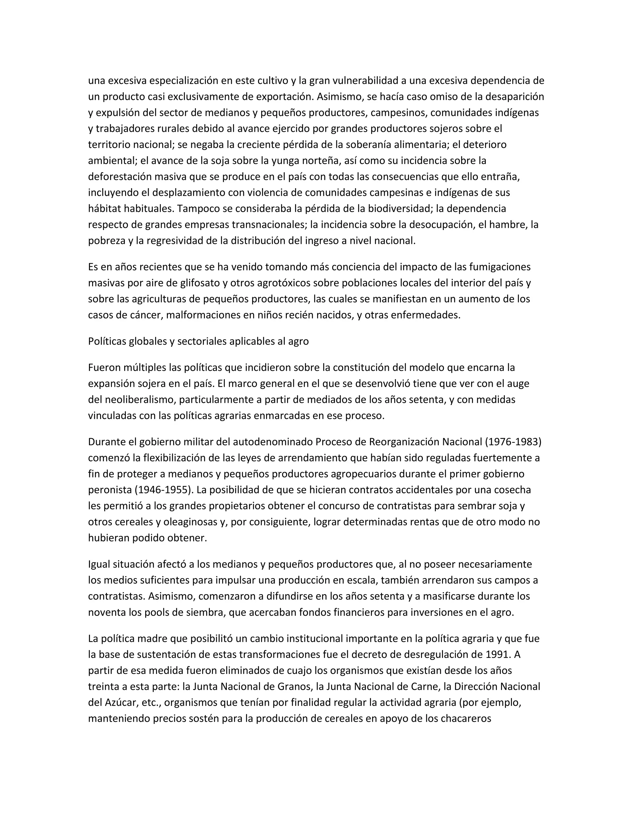 Soja transgénica en Argentina, un desastre social y económico | DOCX