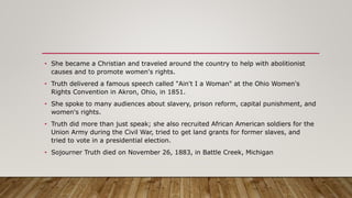 Lesson on Sojourner Truth: A woman of Truth | PPT