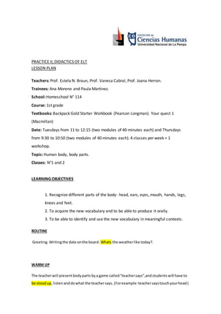 Lesson plan 1 and 2 | PDF